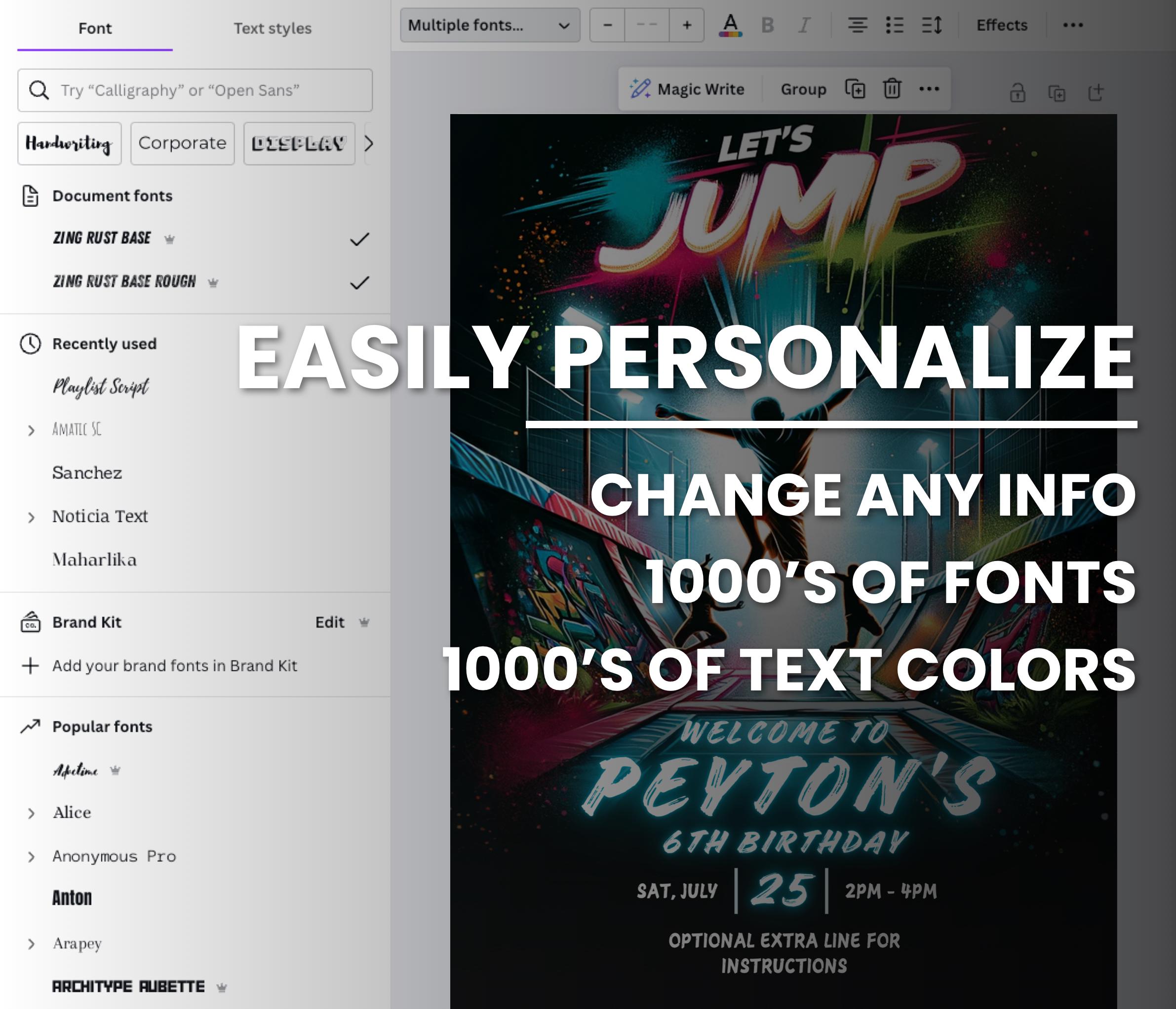 Trampoline Park Party Welcome Sign for Jump Birthday Party, Lets Jump ...