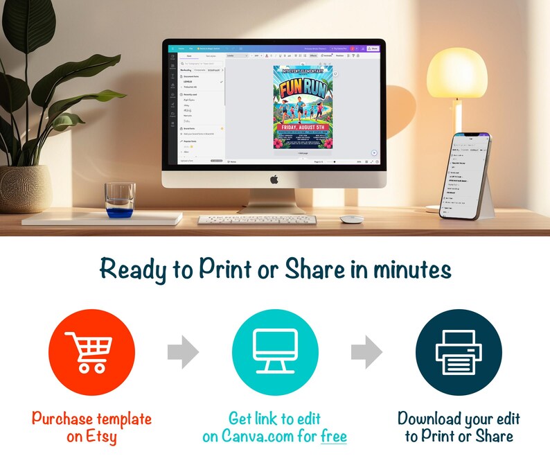 Fun Run Invitation, Coastal Beach Race, School Charity Fundraiser Flyer ...