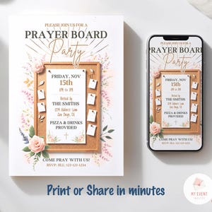 Prayer Board Party Invitation, Prayer Party Invite, Editable Template ...
