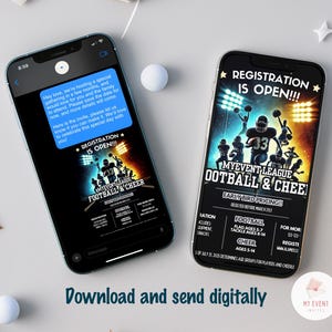 Football & Cheer Tryout Invitation, Team Registration Flyer, Editable ...