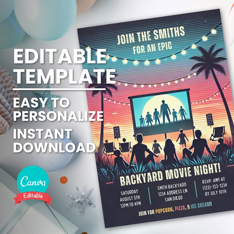 Outdoor Movie Invite - Etsy