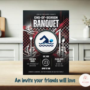 Swim Banquet Invitation, Any Theme Swimming Team Banquet Invite ...