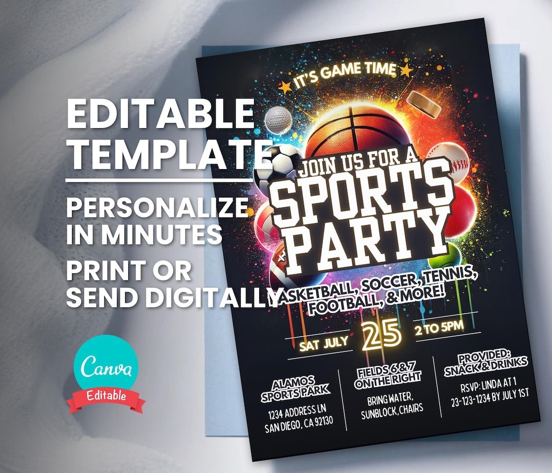 Sports Invitation, Sports Day Invite, Field Day Flyer, Editable ...