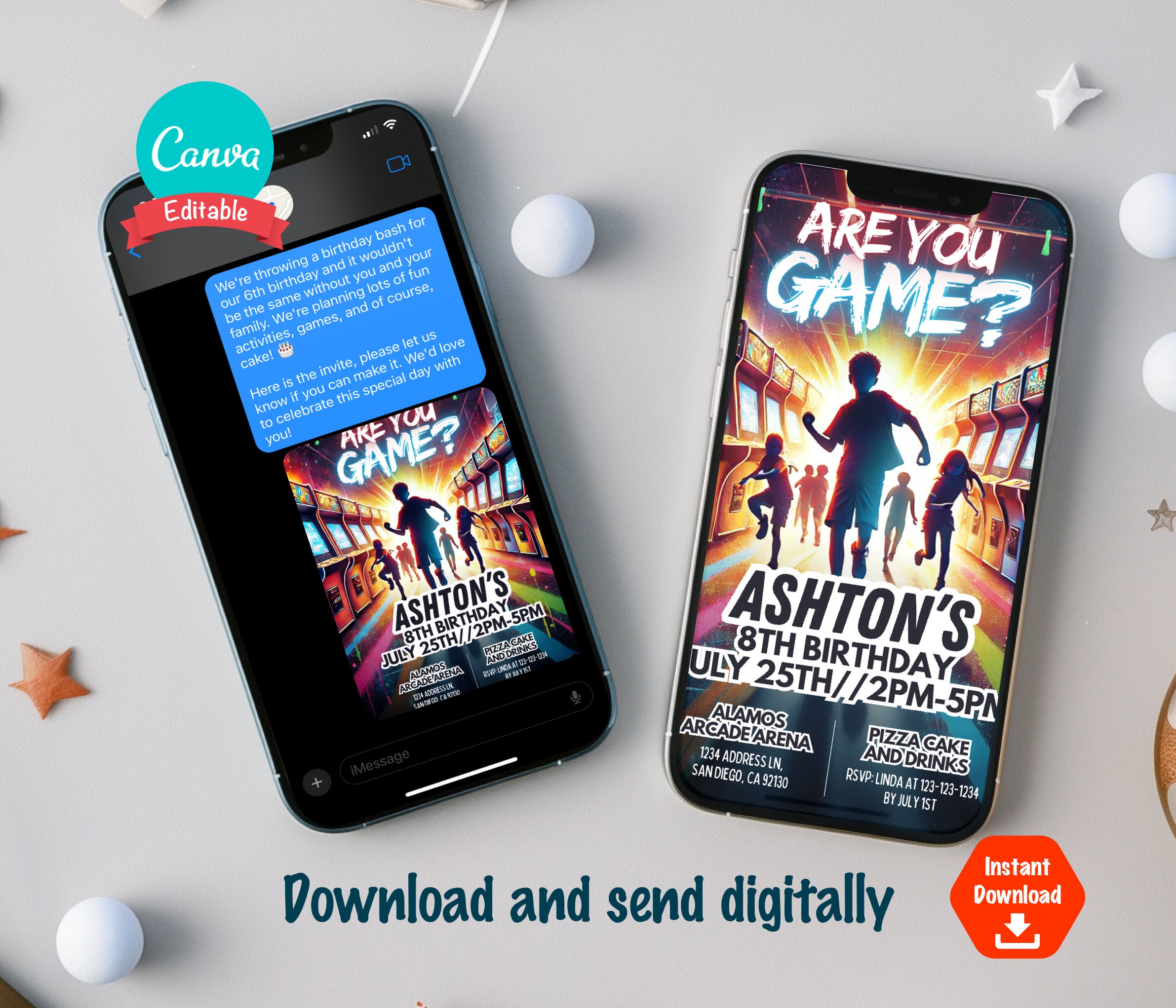 Arcade Birthday Party Invite for Teen Video Arcade Birthday, Gaming ...