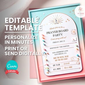 Prayer Board Invitation, Prayer Party Invite, Editable Template, Text ...