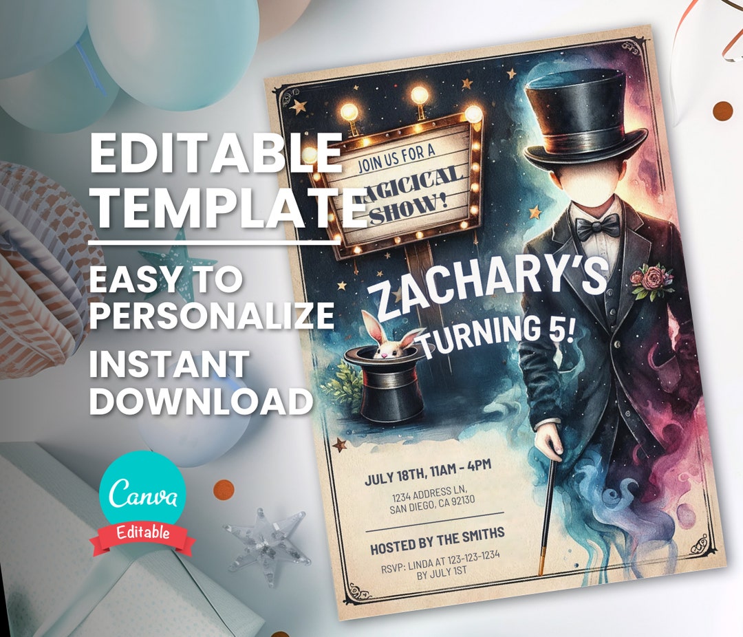 Magic Party Invitation for Kid Magician Party Invitation, Magic Show ...