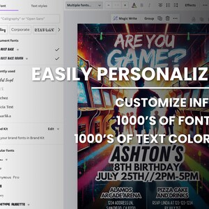 Arcade Birthday Party Invite for Teen Video Arcade Birthday, Gaming ...