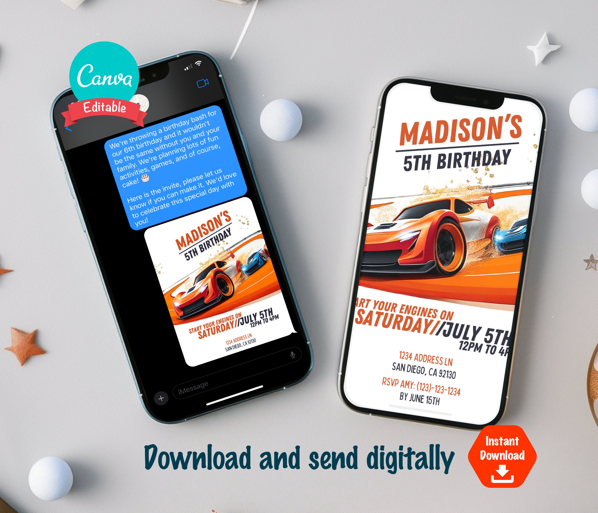 Racing Birthday Invitation for Race Car Birthday Party Invite, Racing ...