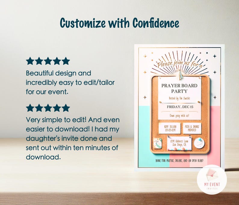 Prayer Board Party Invitation, Prayer Party Invite, Editable Template ...
