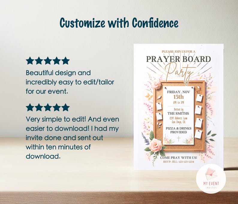 Prayer Board Party Invitation, Prayer Party Invite, Editable Template ...