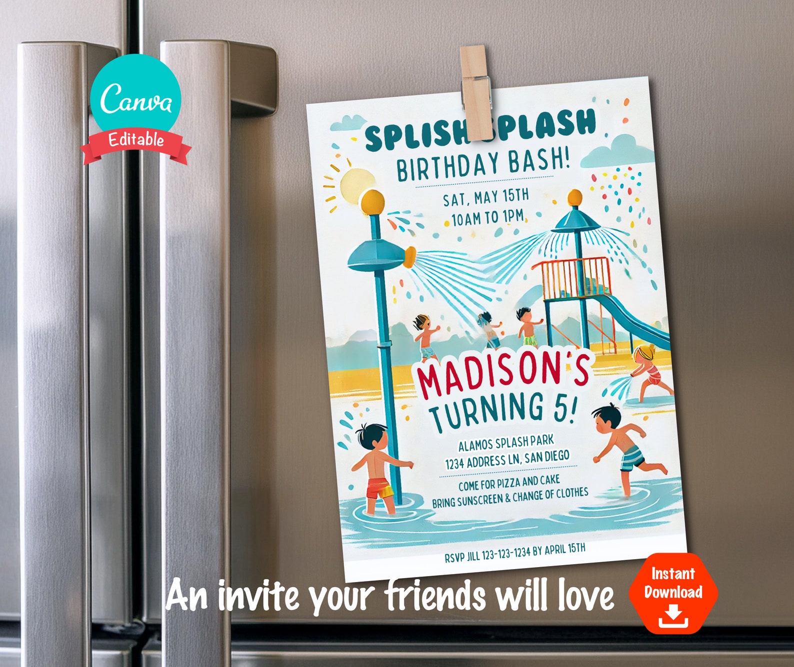 Splish Splash Birthday Bash Invitation for Splash Park or Splash Pad ...