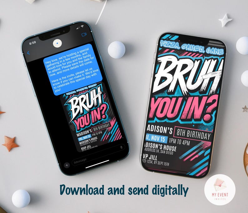 Bruh Birthday Invitation, Any Age, Any Theme Digital Template, Editable ...