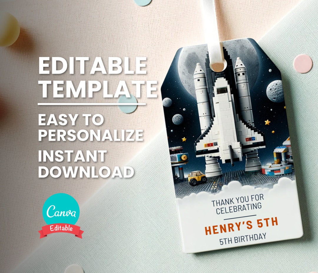 Editable Outer Space Thank You Tag for Blast off Birthday Party, Gift ...