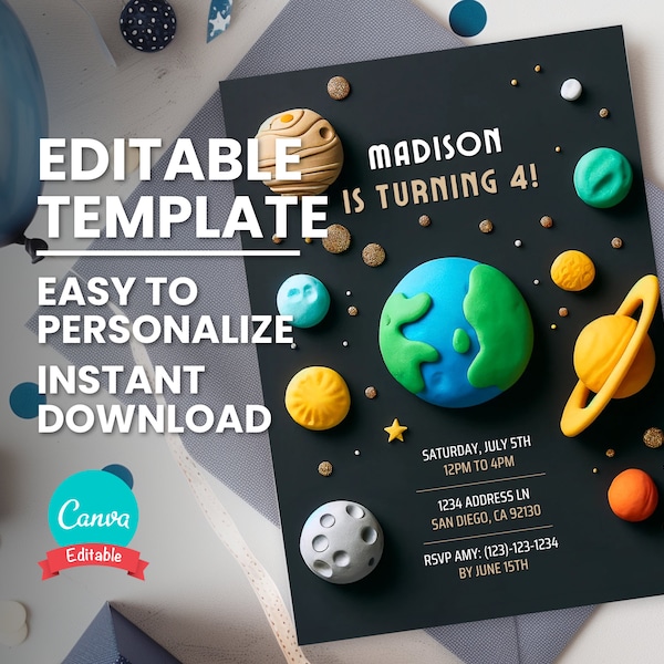 Solar System Invite - Etsy