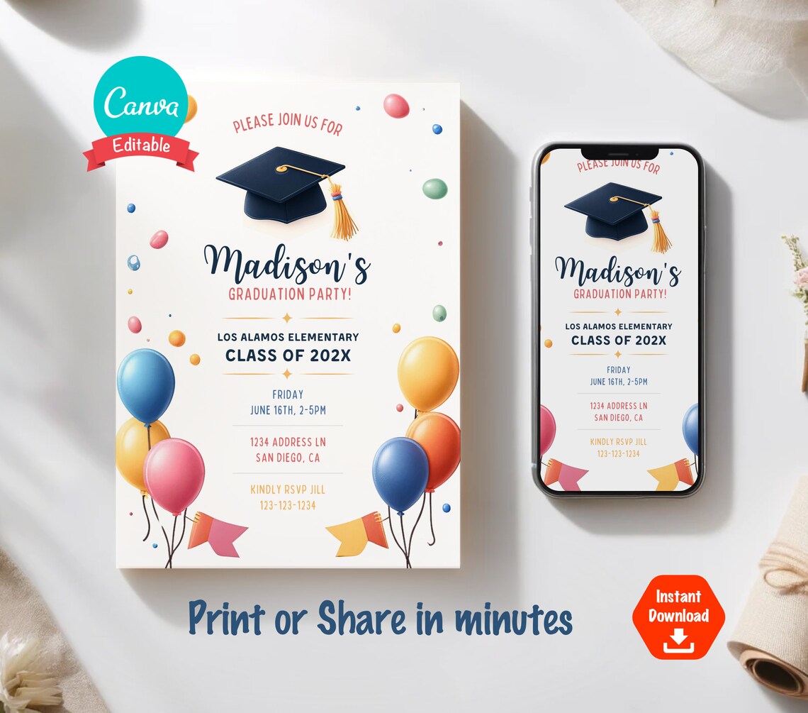 Graduation Invitation for Preschool, Kindergarten, Prek Graduation ...