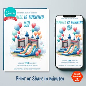 Editable Jump Birthday Invitation for Boy or Girl Trampoline Party ...