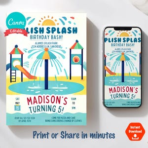 Splish Splash Birthday Bash Invitation for Splash Park or Splash Pad ...