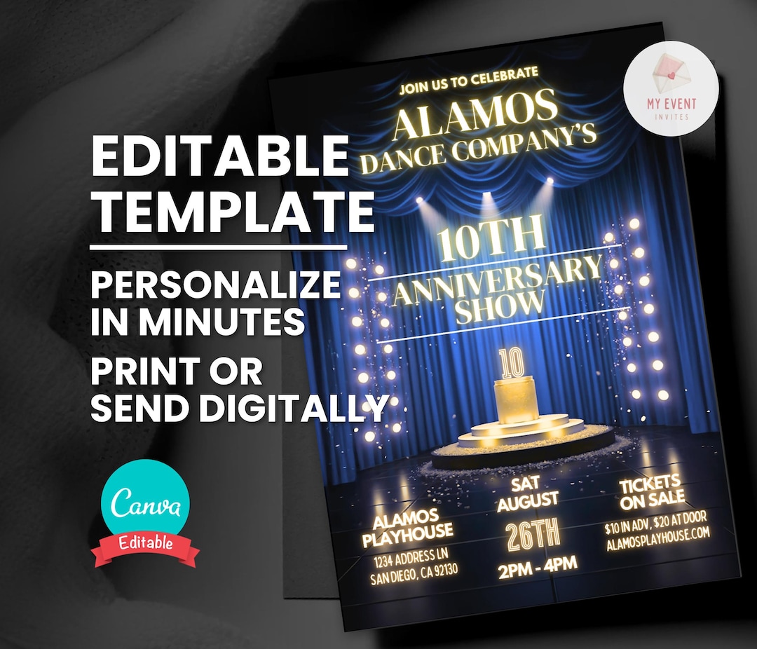 Award Show Invitation, Theater Stage Performance Ceremony Invite ...