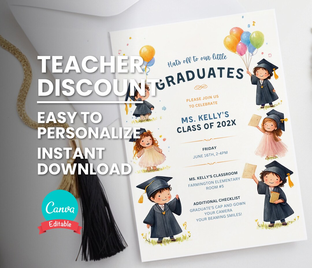 Class Graduation Announcement for Classroom Graduation Party for ...