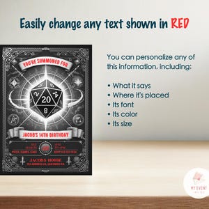 D&D Birthday Invitation, DND TTRPG Party Invite, Board Game Editable ...