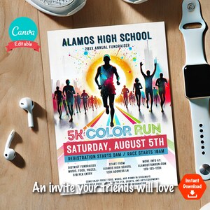 Color Run Invite for Fun Run or Neighborhood Race Event Invitation, 5K ...