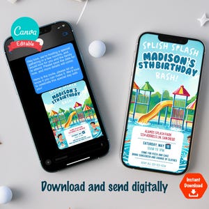 Splish Splash Birthday Bash Invitation for Splash Park or Water Park ...