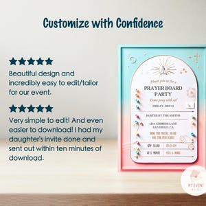 Prayer Board Invitation, Prayer Party Invite, Editable Template, Text ...