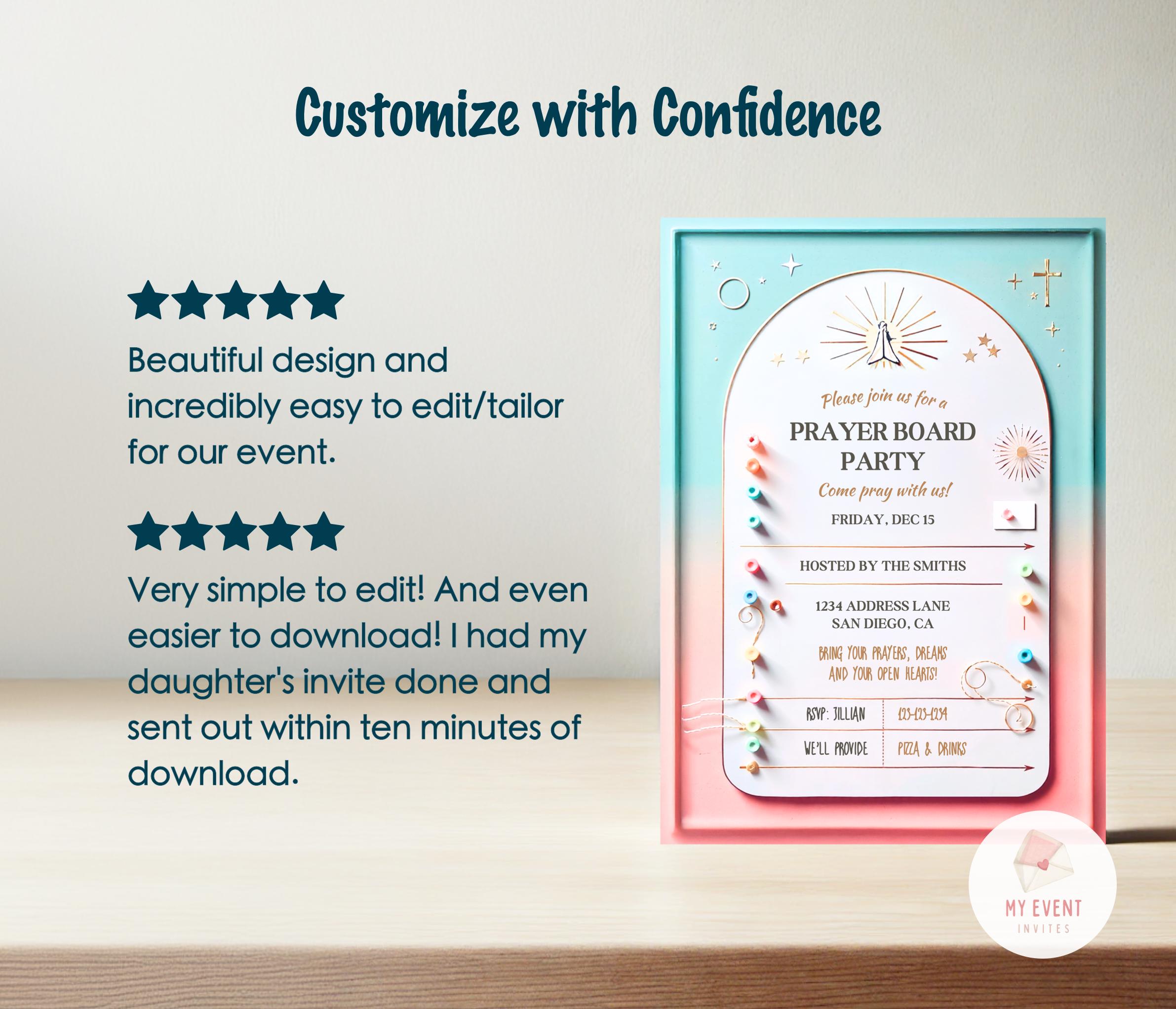 Prayer Board Invitation, Prayer Party Invite, Editable Template, Text ...
