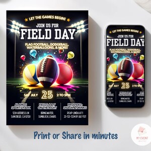 Field Day Invitation, Sports Invite, Field Day Flyer, Editable Template ...