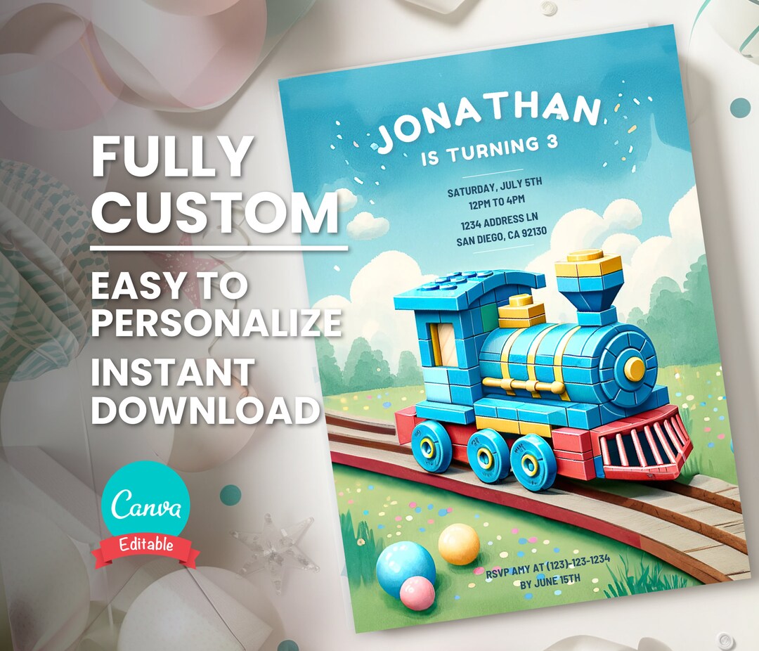 Choo Choo Train Birthday Party Invitation for Kid Train Theme Birthday ...