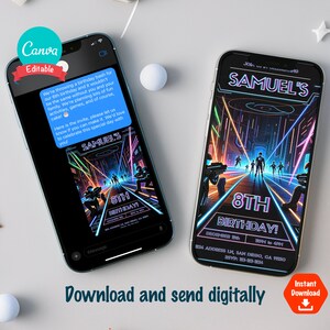 Editable Laser Tag Birthday Invite for Futuristic Birthday Party ...