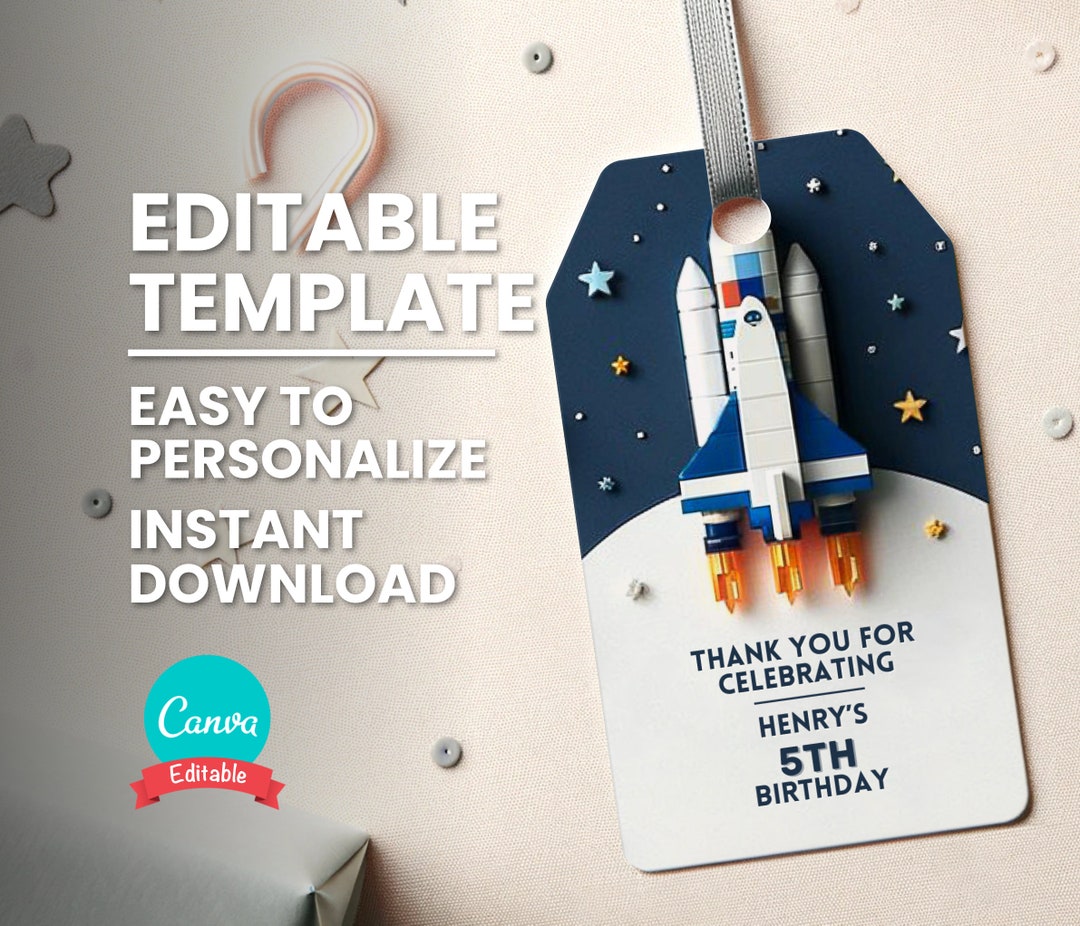 Outer Space Thank You Tag for Blast off Birthday Party, Gift Bag ...