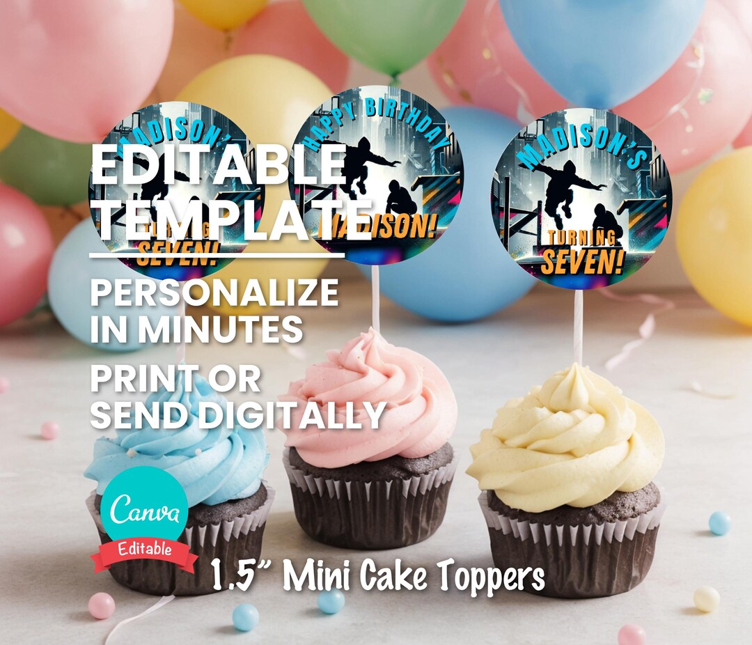 Parkour Theme Cake Topper for Parkour Party, Teen Parkour Cupcake ...