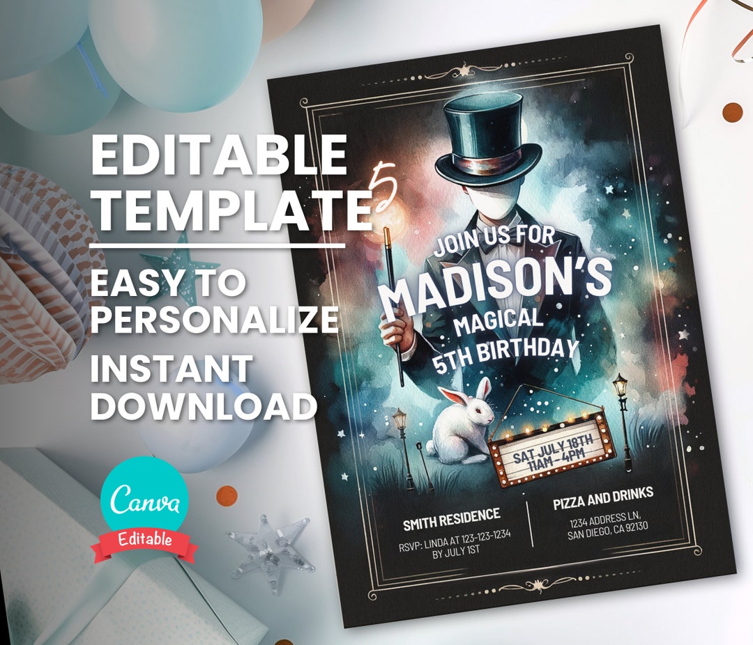 Magician Party Invitation for Kid Magic Party Invitation, Magic Show ...