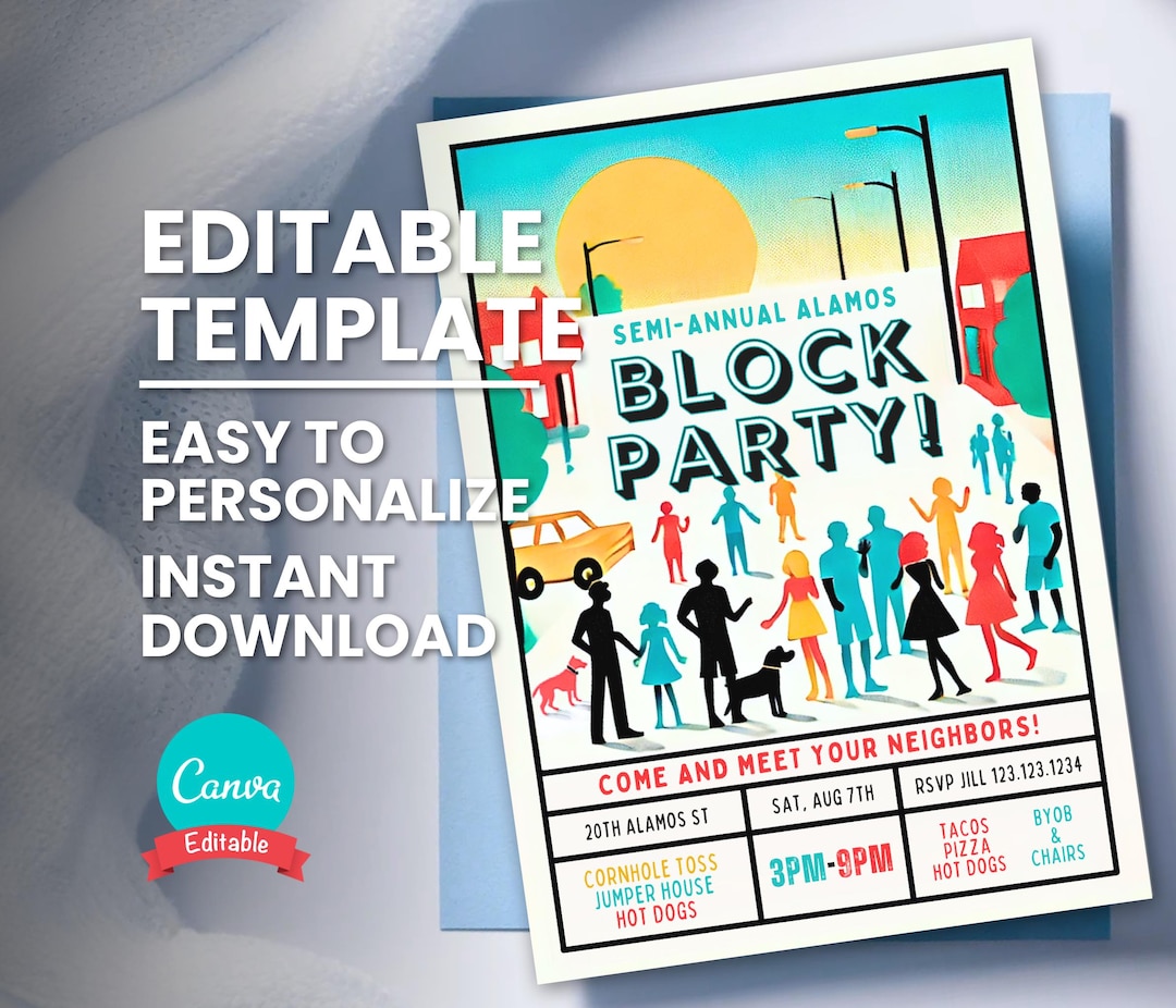 Block Party Invite for Meet the Neighborhood Gathering Invitation ...