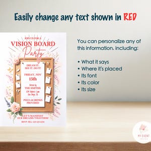 Vision Board Party Invitation, New Year Goal Plan Party Invite ...