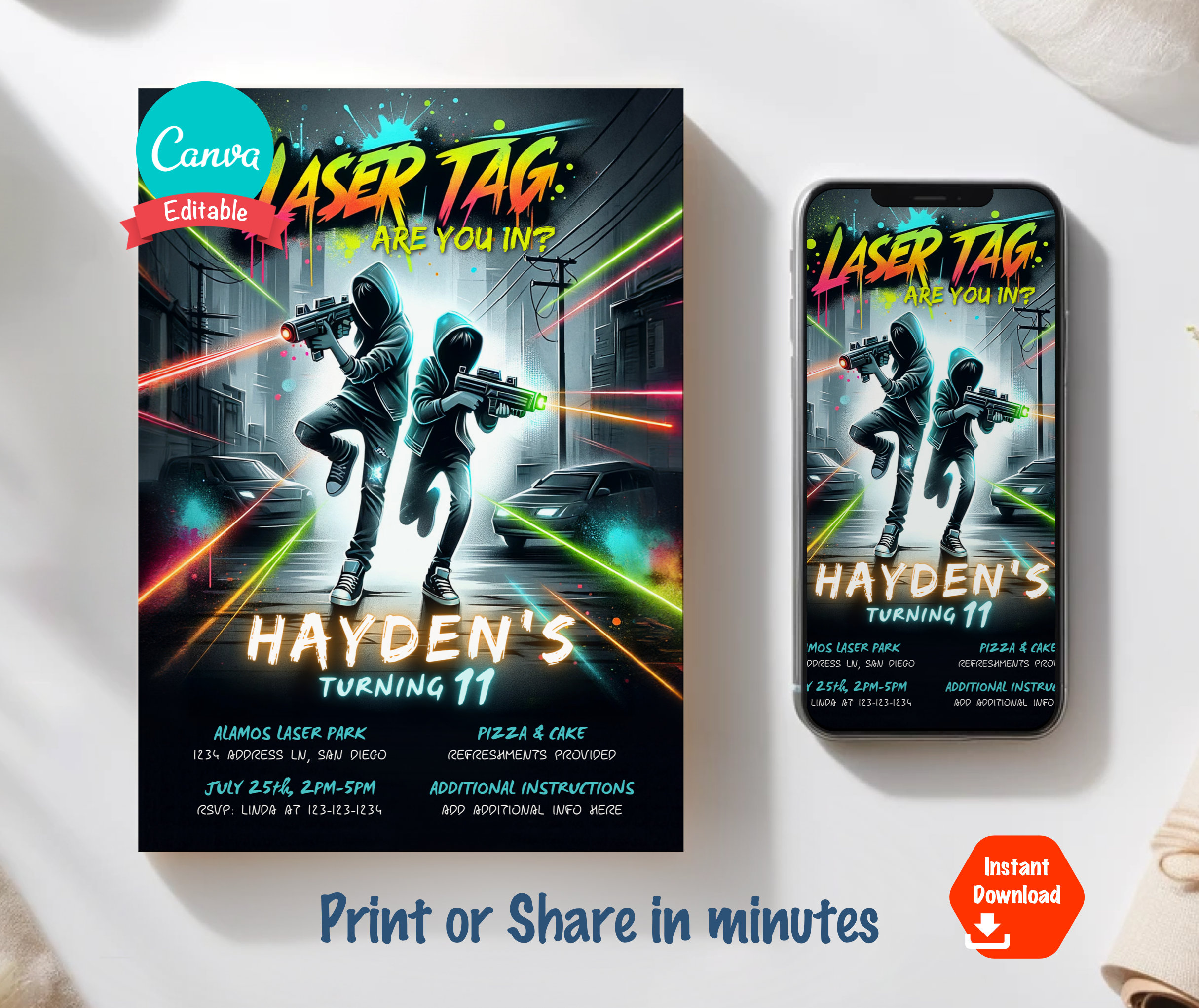 Laser Tag Invitation for Laser Tag Birthday Party Invite, Lasertag ...