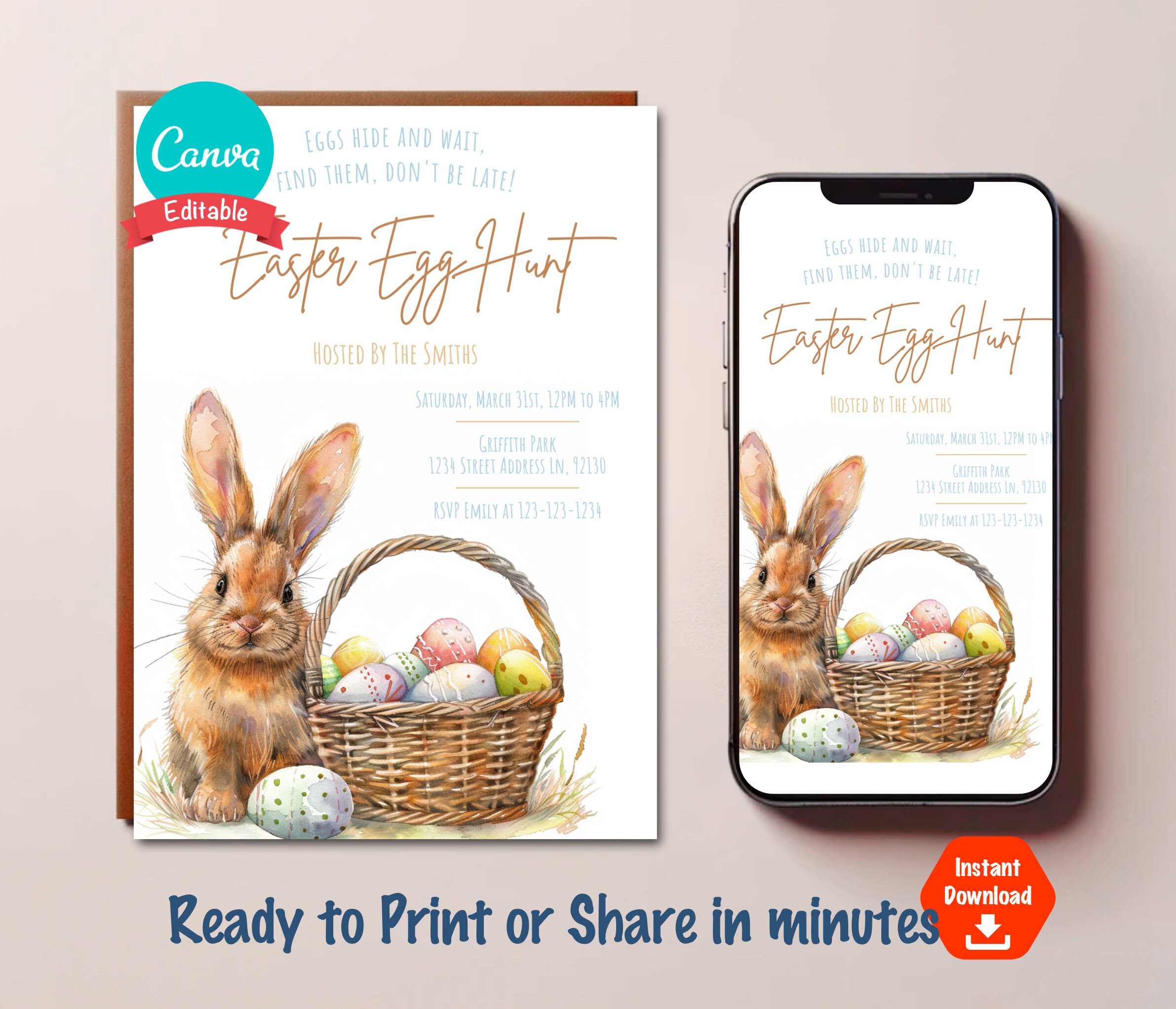 Editable Easter Egg Hunt Invitation Easter Egg Party for Kids Easter ...