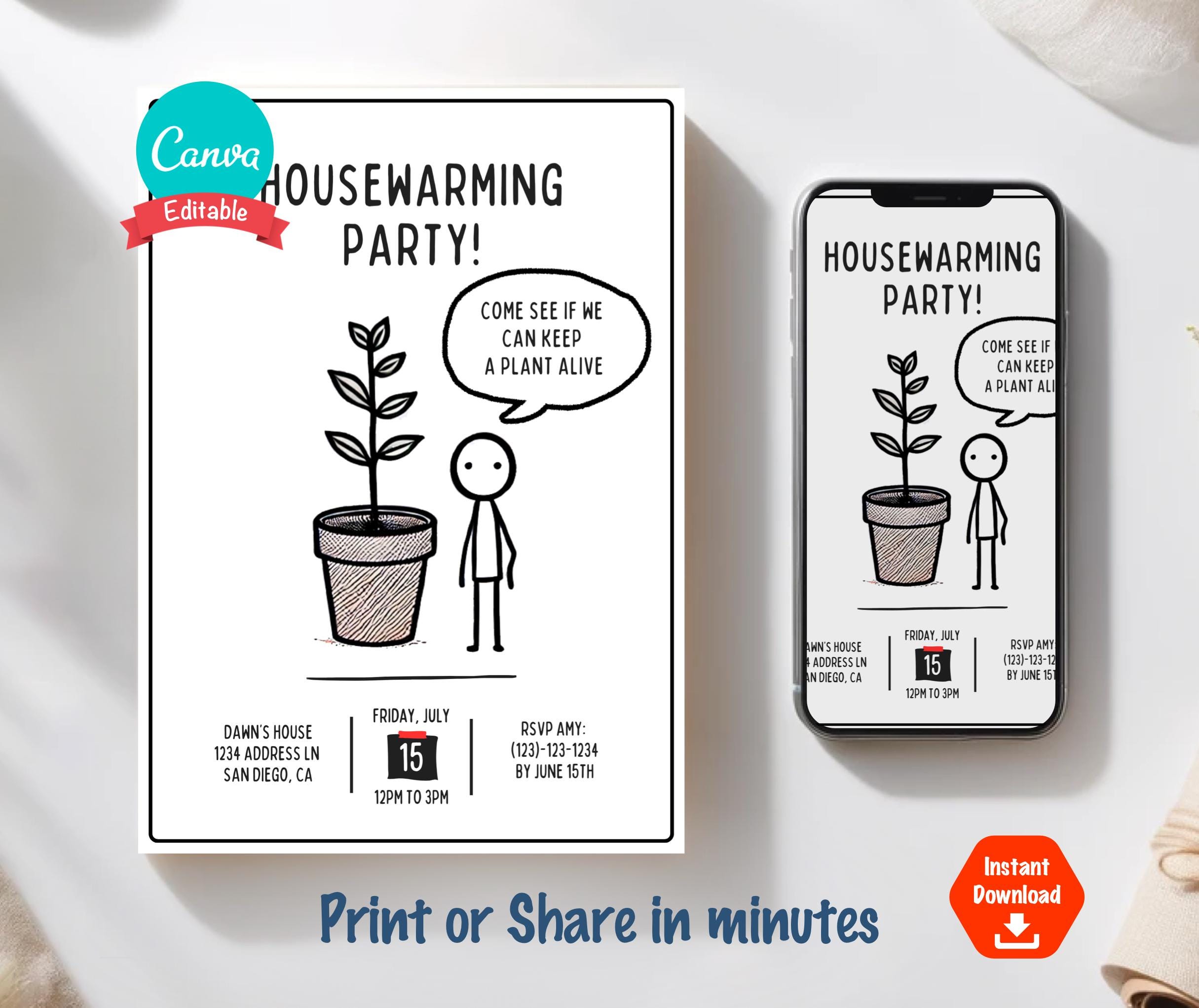 Housewarming Party Invitation, Funny House Warming Invite, Simple New ...
