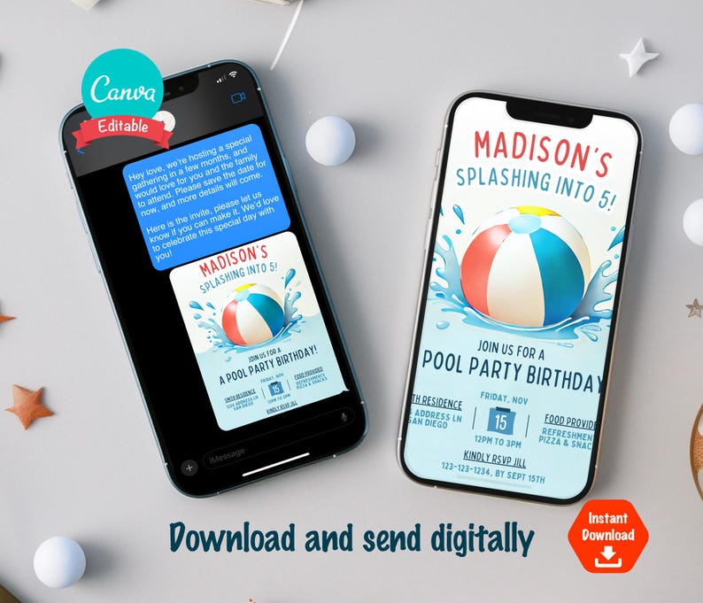 Splish Splash Birthday Invitation, Pool Party Invite, Splash Into (any ...