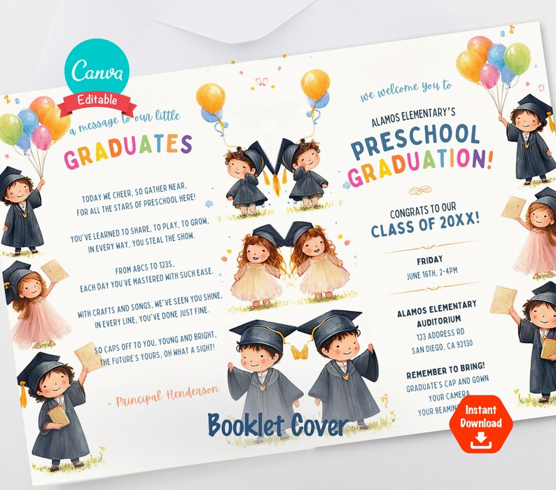 Graduation Ceremony Program Bundle for Preschool Prek Pre-k Elementary ...