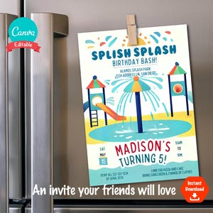 Splish Splash Birthday Bash Invitation for Splash Park or Splash Pad ...