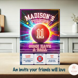 Kickball Birthday Invitation, Dodgeball or Kickball Game Ticket Invite ...