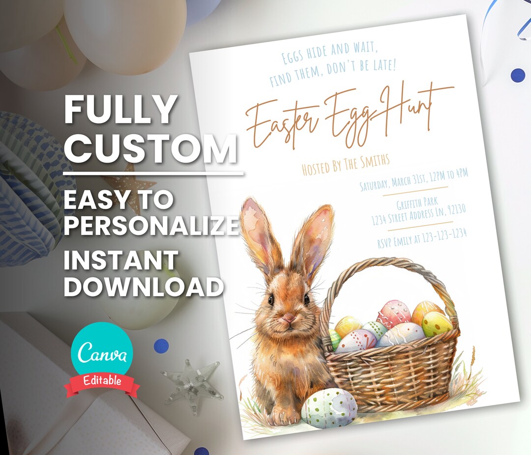 Editable Easter Egg Hunt Invitation Easter Egg Party for Kids Easter ...
