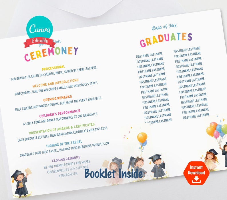 Graduation Ceremony Program Bundle for Preschool Prek Pre-k Elementary ...