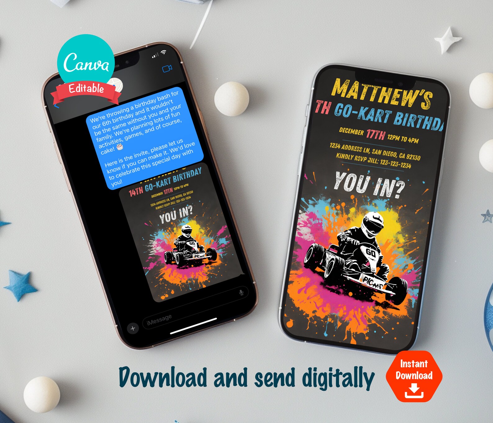 Go Kart Racing Invite for Teen Go Kart Birthday Invitation for Kids, Go ...