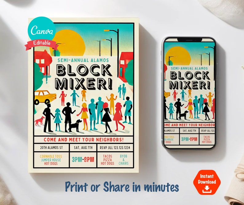 Block Party Invite for Meet the Neighborhood Gathering Invitation ...