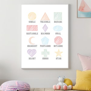 Shapes Learning Chart Digital Download, Geometric Shapes Digital Print ...
