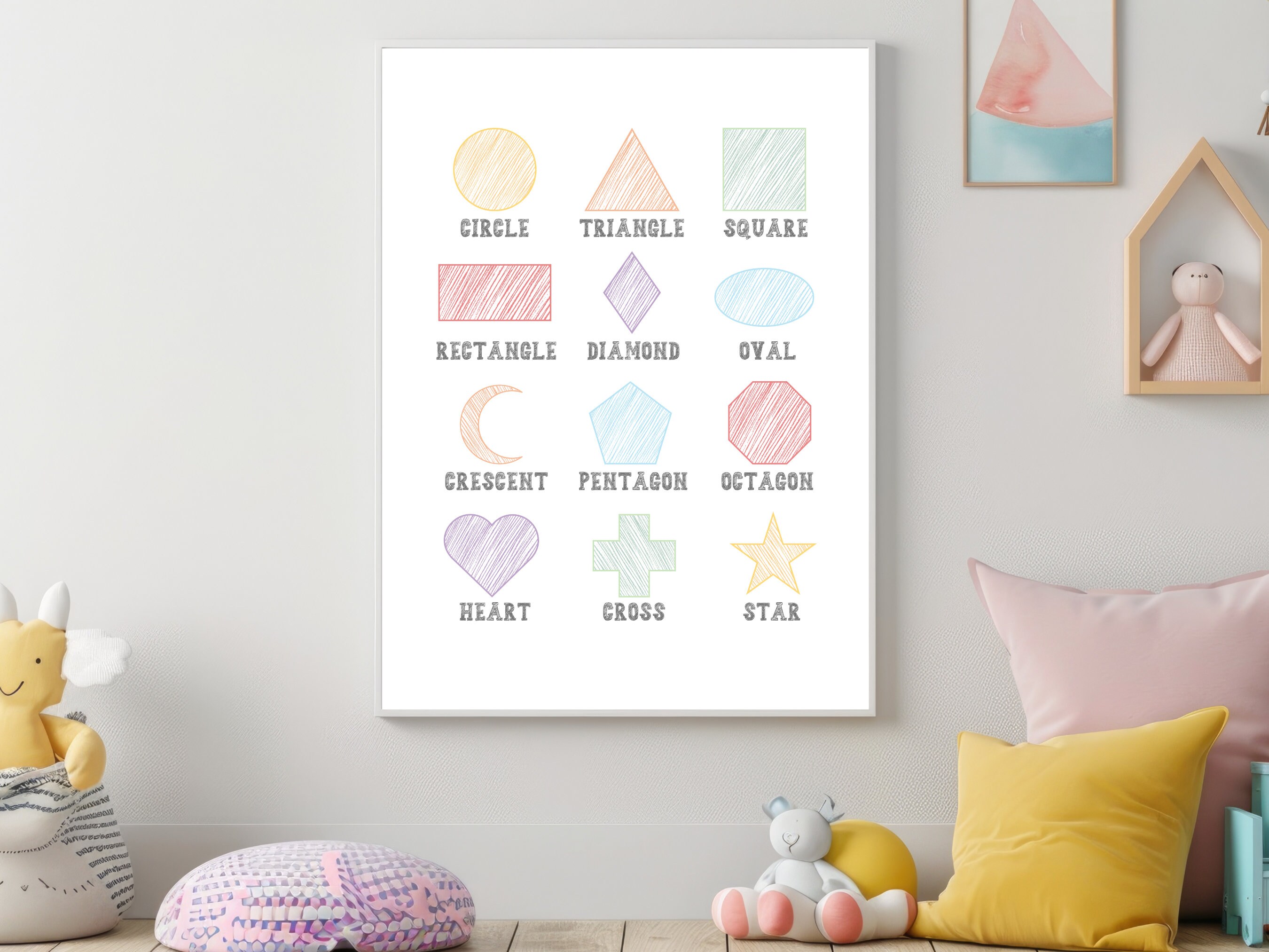 Shapes Learning Chart Digital Download, Geometric Shapes Digital Print ...
