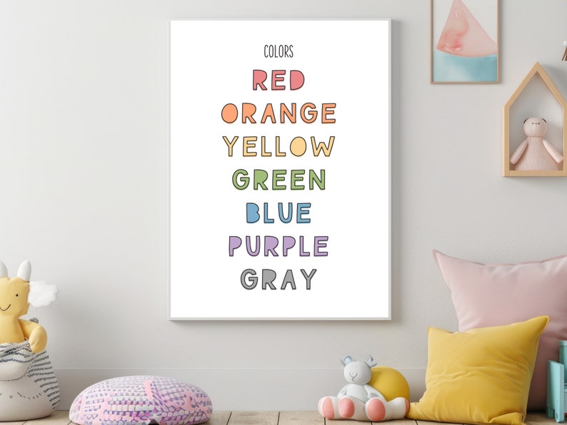 Preschool Learning Colors Digital Download, Educational Wall Decor for ...